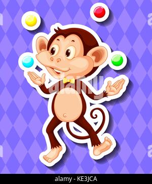 Monkey juggling with balls, illustration, vector on white background ...