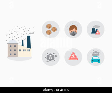 Icons related to fine dust problems Stock Photo - Alamy