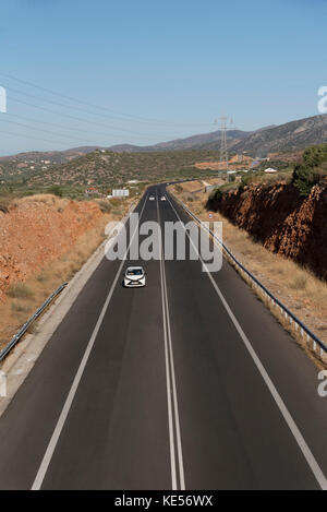 Malia, Crete, Greece. The E75 a National road with new road surface ...