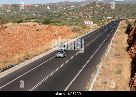 Malia, Crete, Greece. The E75 a National road with new road surface ...