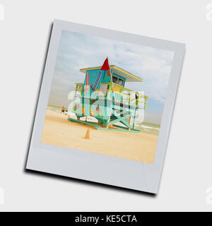 photo of cool lifeguard at miami beach, copy space. lifeguard at miami ...