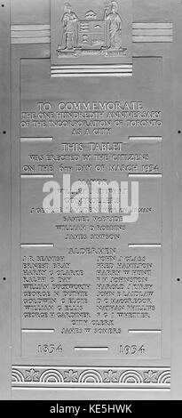 City hall centennial plaque Stock Photo - Alamy