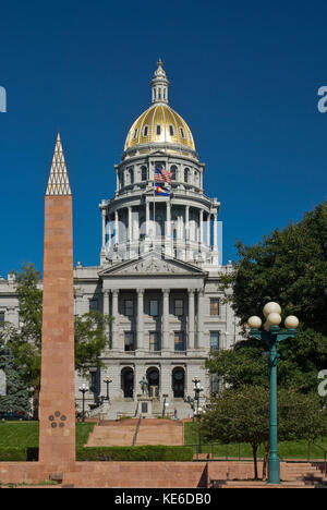 Colorado Veteran's Monument and State Capitol Denver Colorado Stock ...