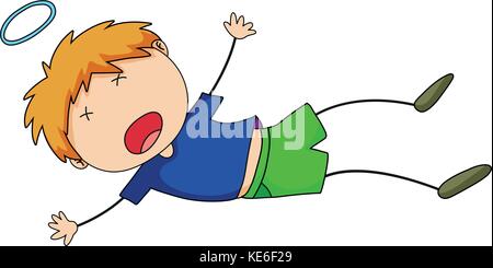 Illustration of a Kid Boy Falling Down the Floor Stock Photo - Alamy
