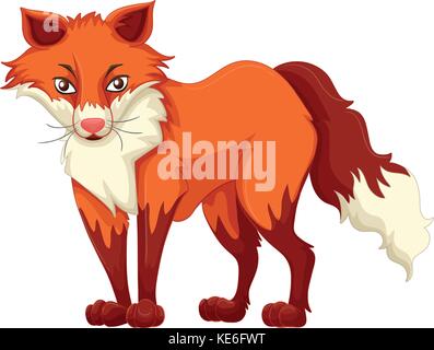 Cute red fox is standing on four legs. Cartoon animal character design ...