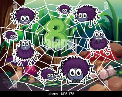 Animal cartoon number eight worksheet illustration Stock Vector Image ...