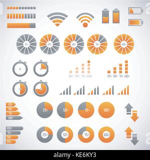 Load indicators collection. Vector loading icons isolated on white background. Progress download ...
