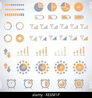 Load indicators collection. Vector loading icons isolated on white background. Progress download ...