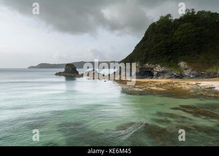 View from Charlestown Harbour - Polmear Island, Cornwall, UK Stock ...