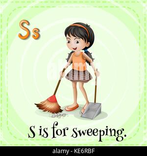 Illustration of girl sweeping the floor Stock Vector Image & Art - Alamy