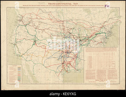 Trans-continental map : showing the main lines and proposed extensions ...