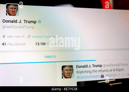 Donald Trump twitter page viewed on a laptop computer screen Stock ...