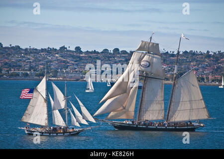 Tall Sailing Ships Amazing Grace and Californian under full sail on San ...