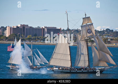 Tall Sailing Ships Amazing Grace and Californian under full sail on San ...