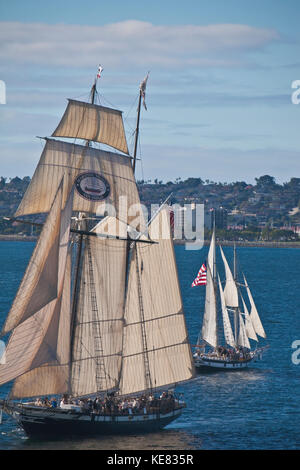 Tall Sailing Ships Amazing Grace and Californian under full sail on San ...
