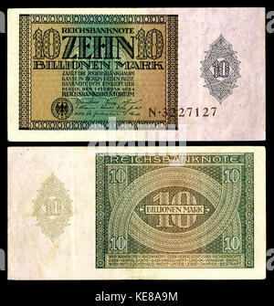 Historical banknote, Reichsbanknote, 10 Mark, German Reich, Weimar ...