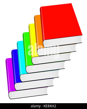 Many colored book. Isolated on white Stock Photo - Alamy