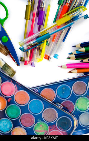 Close up of group art utensils Stock Photo - Alamy