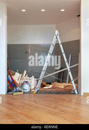 Messy corner of new house interior after renovation Stock Photo - Alamy