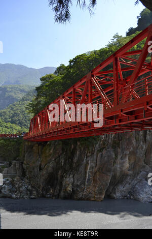The famous Red Bridge in Taroko National Park, Taiwan Stock Photo - Alamy