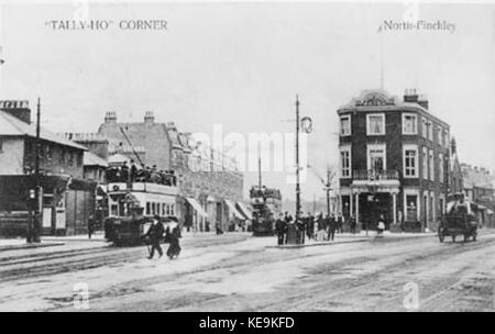A vintage postcard of Tally Ho Corner, a notable intersection in the ...