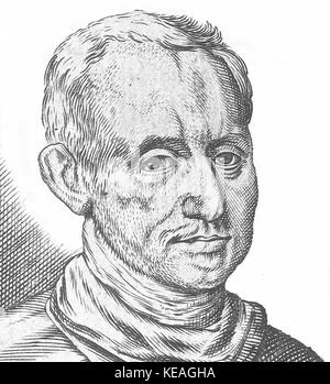 Line engraving of Jan Baptista van Helmont (1580–1644), Flemish chemist ...