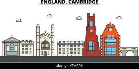 United Kingdom, Cambridge line travel skyline set. United Kingdom ...