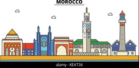 Morocco line travel skyline set. Morocco outline city vector ...
