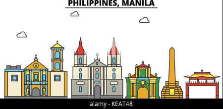 Abstract Manila Philippines City Skyline with Color Buildings. Vector ...