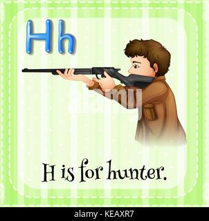 Flashcard letter H is for hunt with green background Stock Vector Image ...