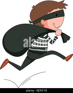 Cartoon Illustration of Thief Running Away with Sack Stock Vector Image ...