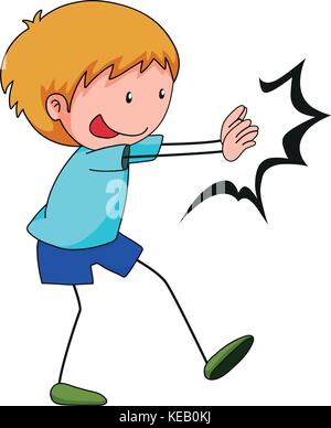 Boy pushing something cartoon character illustration Stock Vector Image ...