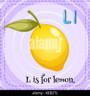 Alphabet flashcard with letter L for Lemon illustration Stock Vector ...