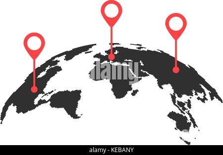 Globe Curved World Map Stock Vector Image & Art - Alamy