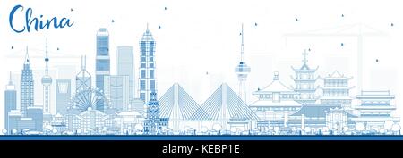 China City Skyline. Famous Landmarks in China. Vector Illustration ...
