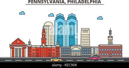 Vector illustration of the famous Philadelphia streets and avenues road ...