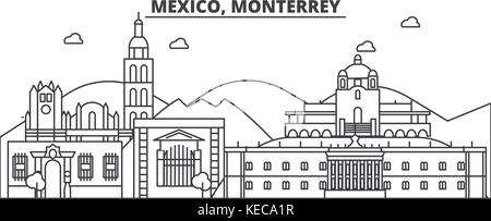 Mexico, Leon city skyline isolated vector illustration, icons Stock ...