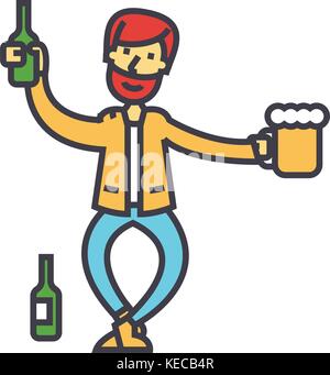 Drunk Person Icon Intoxicated Alcohol Drink Drinking Dizzy Vector Black ...