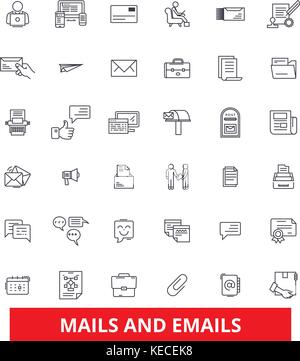 Correspondence line icons collection. Letters, Emails, Messages ...
