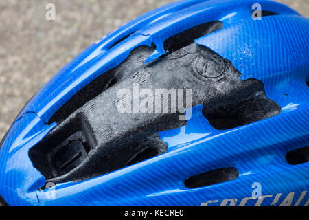 Impact Damaged Cycling Helmet Stock Photo - Alamy