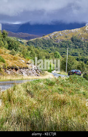 UK, Scotland, Ross and Cromarty, Lower Diabaig village and Loch Diabaig ...