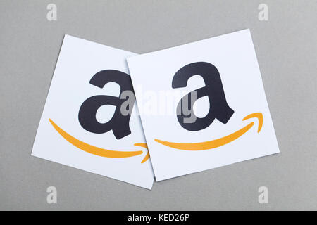 Amazon logo printed onto paper. Amazon is the largest online retailer ...