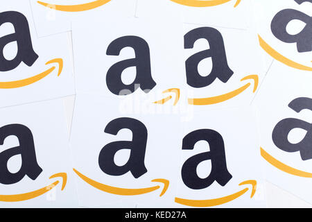 Amazon logo printed onto paper. Amazon is the largest online retailer ...