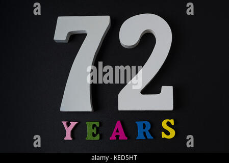 Letters and numbers-seventy-two on a black isolated background Stock ...