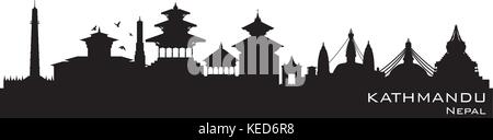 Nepal, Kathmandu architecture line skyline illustration. Linear vector ...