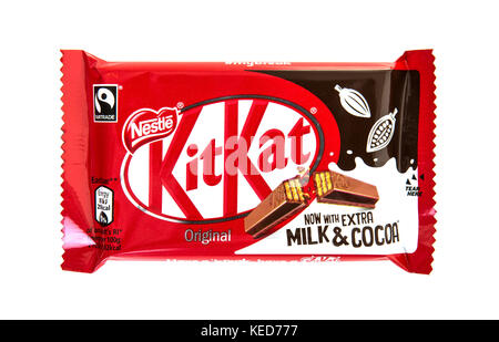 Kit Kat chocolate bar on white background Stock Photo - Alamy