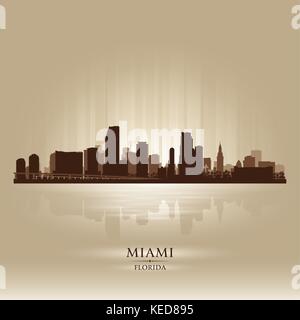 Miami city skyline silhouette background, vector illustration Stock ...