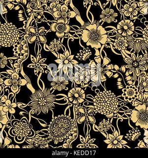 Floral seamless pattern. Flower outline background. Floral decorative ...