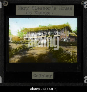 A photograph of Mary Slessor's house at Ekenge, Calabar, from the late ...
