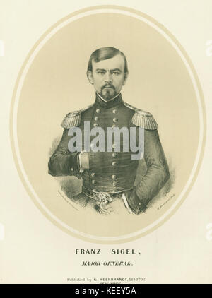 A portrait of Major General Franz Sigel, a prominent German-American ...